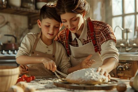 Premium Photo Mom And Son Having A Baking Session