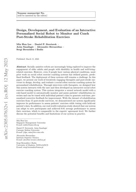 Pdf Design Development And Evaluation Of An Interactive Personalized Social Robot To Monitor