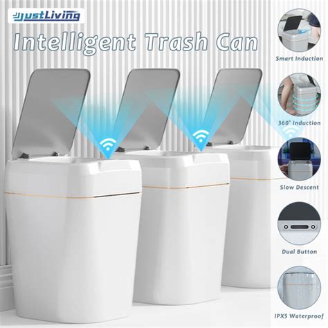 Justliving 20l Smart Sensor Trash Can Touchless Waterproof Garbage Can