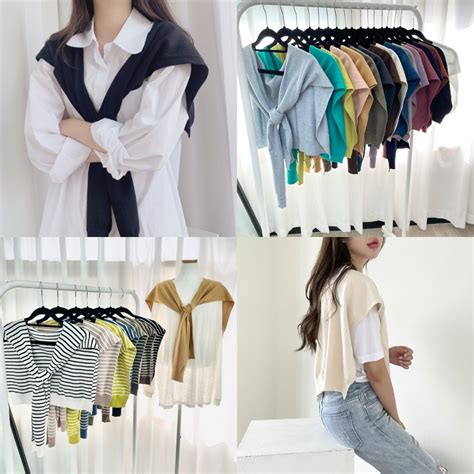 ️4만장돌파 봄 여름 셔츠 블라우스 원피스 티셔츠 코디 레이어드 스트라이프 어깨숄 어부바 니트 가디건 하객룩 휴양지룩 페이크숄 머플러 에이블리