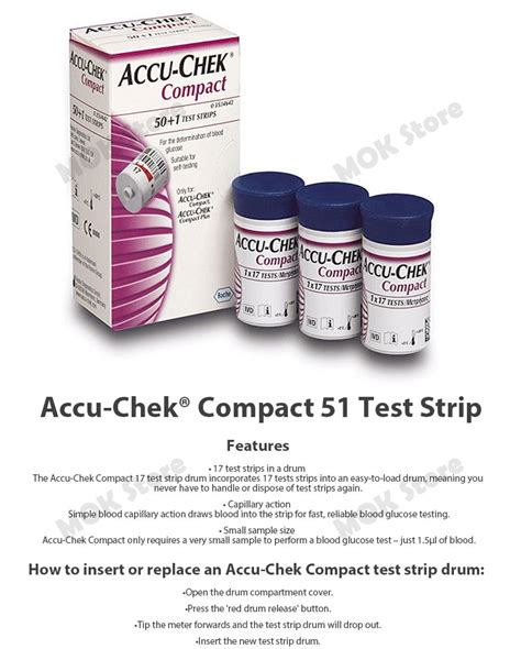Accu Chek Compact Test Strips 51 Sheet Diabetics Aids Blood Health EXP