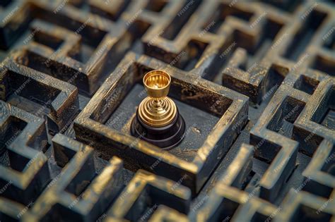 Premium Photo Strategic Maze Navigation Leading To A Golden Trophy A Concept Of Achieving Goals