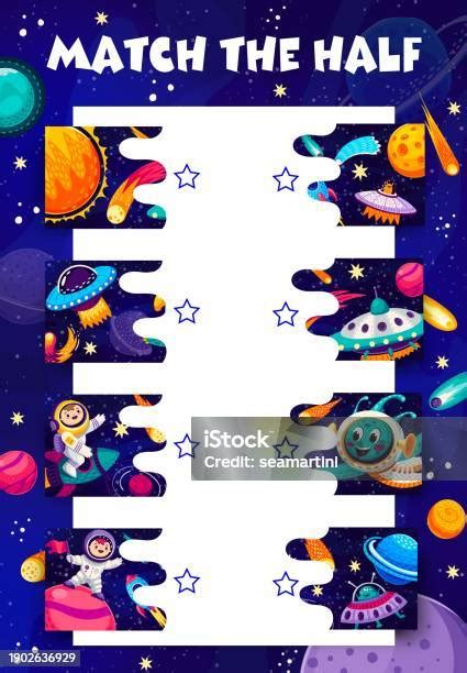 Associez La Moitié Du Jeu De Personnages De Lespace De Dessin Animé