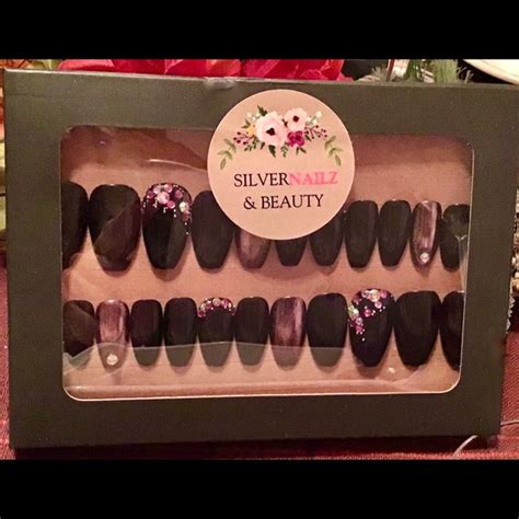 Hand Crafted Makeup Eggplant And Rose Gold Chrome Coffin Nails