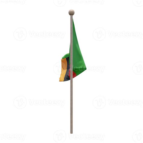 Zambia 3d Illustration Flag On Pole Wood Flagpole 11228632 Png