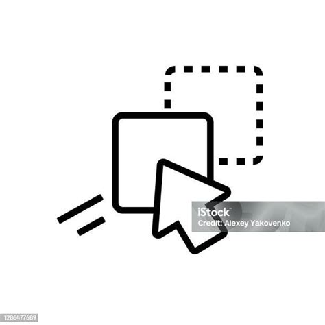 아이콘을 드래그앤드롭합니다 커서 포인터 컴퓨터 마우스 드래그 라인 아이콘을 드래그합니다 격리된 흰색 배경의 벡터입니다 Eps 10 질질 끔에 대한 스톡 벡터 아트 및 기타