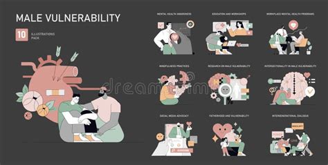 Male Vulnerability Flat Vector Illustration Stock Illustration