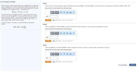 Solved When A Solution Contains A Weak Acid And Its Chegg