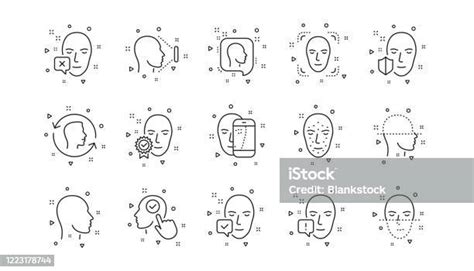人臉識別線圖示生物識別檢測人臉 Id 和掃描線性圖示集向量向量圖形及更多圖標集圖片 圖標集 圖示 外型 Istock