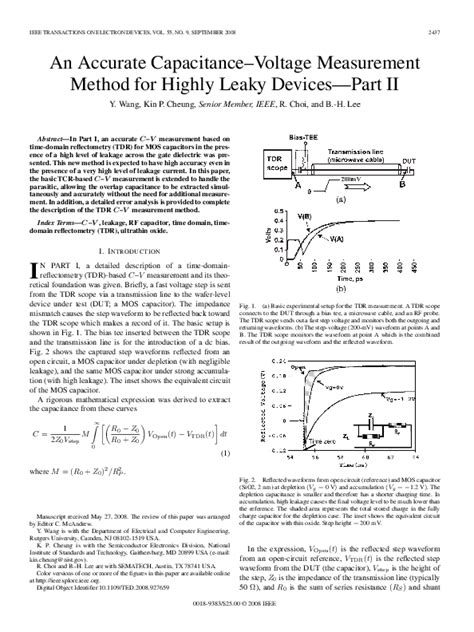 Pdf An Accurate Capacitancevoltage Measurement Method For Highly Leaky Devices—part Ii