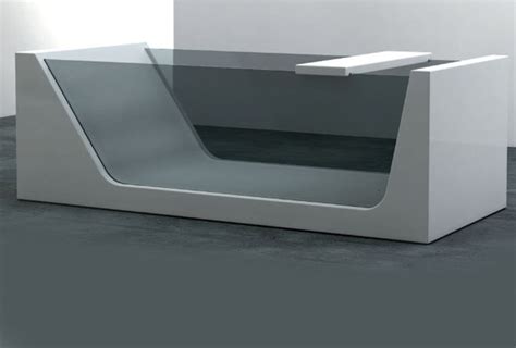 AV Contoured Corian And Glass Tub With Integrated Overflow And Chrome