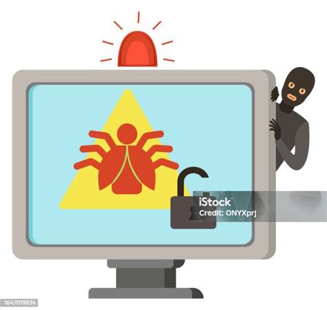 Cyber Crime Concept Hacker Exploit Computer With Bugs Stock