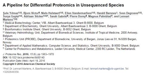 News In Proteomics Research Differential Proteomics Pipeline For
