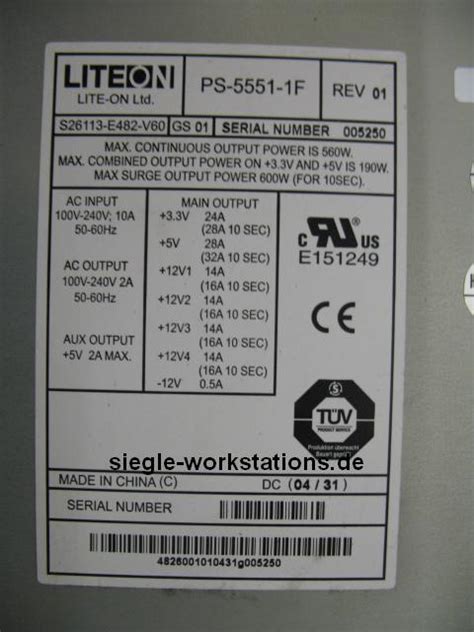 Siegle Server And Cad Workstations Netzteil S26113 E482 V60 Gebraucht Günstig Kaufen