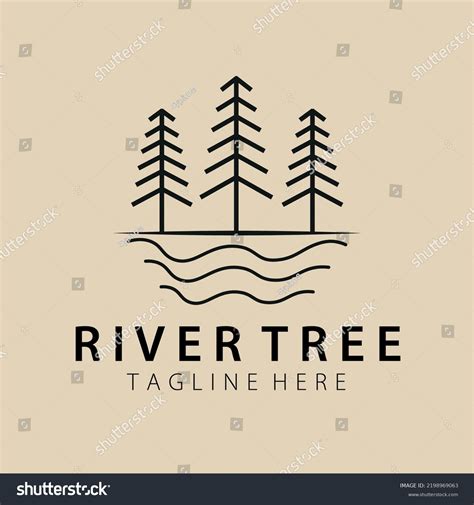 River Tree Line Art Logo Icon Stock Vector Royalty Free 2198969063