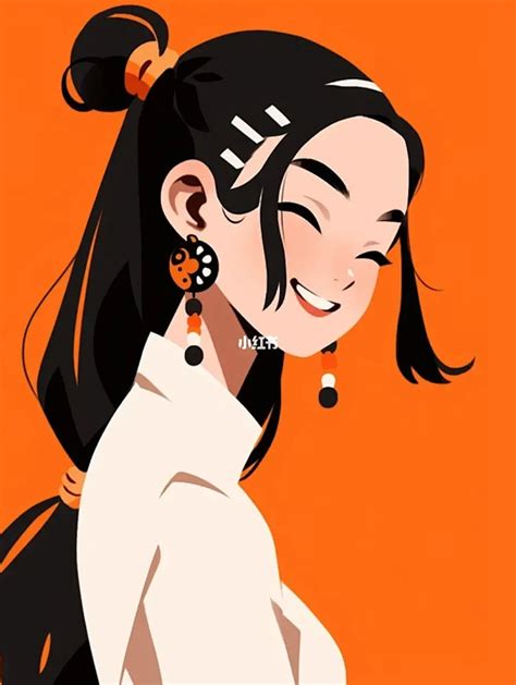 Ai 丨平面插画丨极简丨微笑女孩丨（附词） 花瓣网