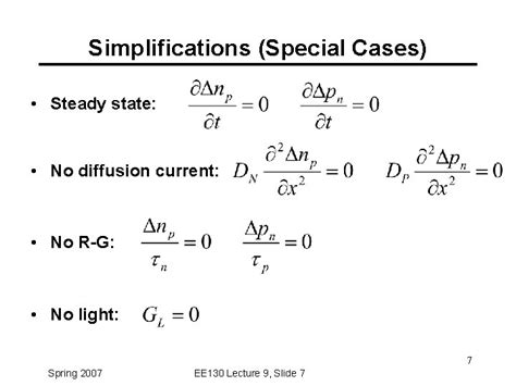 Lecture 9 Outline Continuity Equations Minority Carrier Diffusion