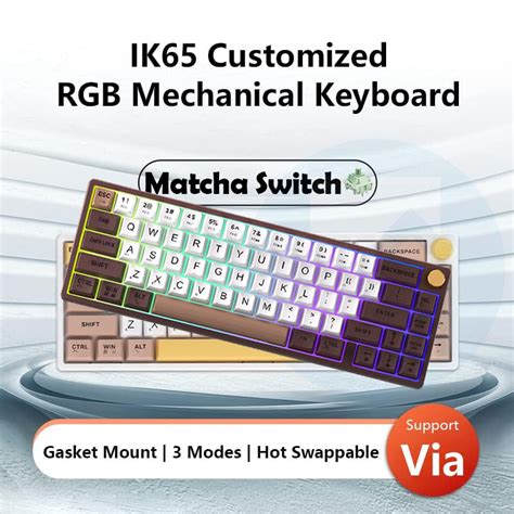 Feker Ik Via Wireless Mode Hot Swap Mechanical Keyboard Rgb Matcha Switch Rgb Knob