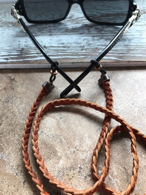 Eyeglass Chain With Saddle Brown Braided Deerskin Leather Etsy