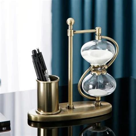 Golden Office Decor Hourglass Pen Holder At ₹ 2550 In Moradabad Id