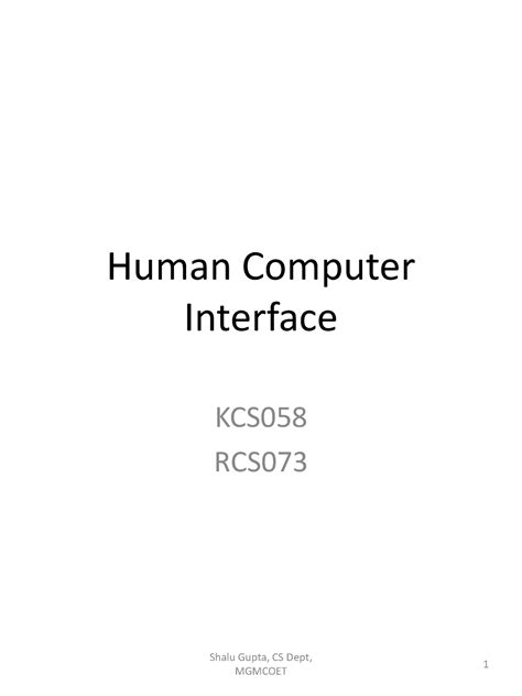 Human Computer Interface Unit 2 Notes Human Computer Interface Kcs