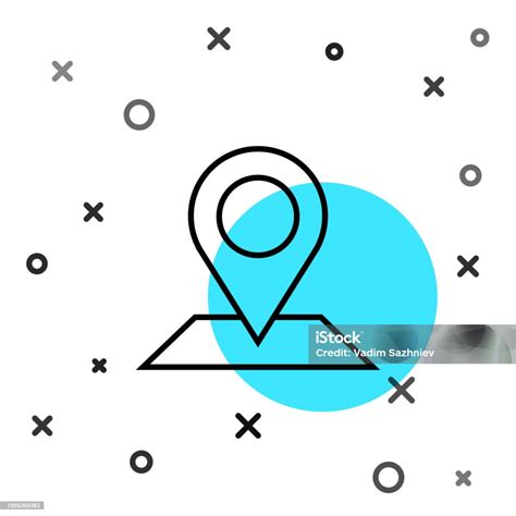 흰색 배경에 격리된 검은색 선 맵 핀 아이콘입니다 네비게이션 포인터 위치 지도 Gps 방향 장소 나침반 검색 개념 임의동적 모양