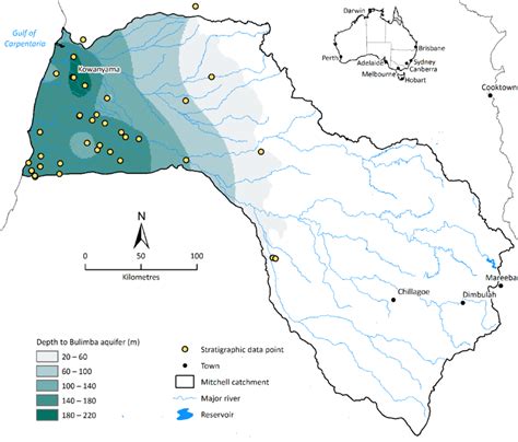 Spatial Map Of Interpolated Depth To The Top Of The Bulimba Aquifer