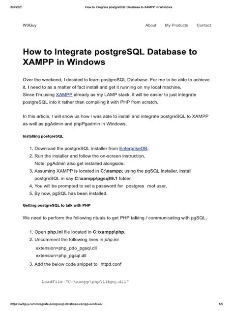 Installation To Connect Xampp To Pgsql Pdf