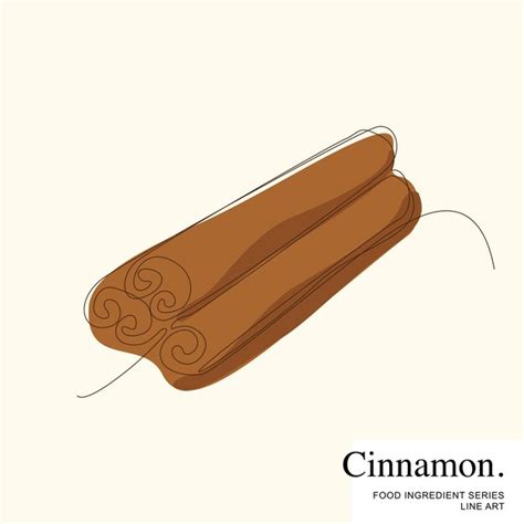 Palitos de canela plantilla de vectores de arte de línea de dibujos animados de ingredientes