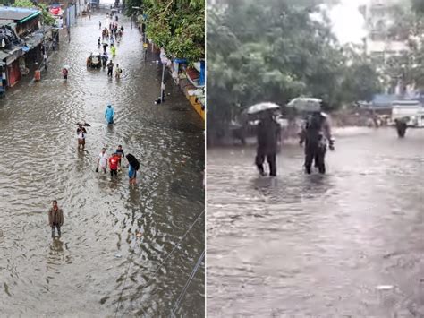 मुंबईत मुसळधार सखल भागांत पाणी साचलं अंधेरी सबवे बंद हार्बर सेवा