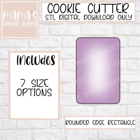 Rounded Edge Rectangle Cookie Cutter Stl File Digital Download Etsy Rounded Edge Rectangle Cookie Cutter Stl File Digital Download Etsy