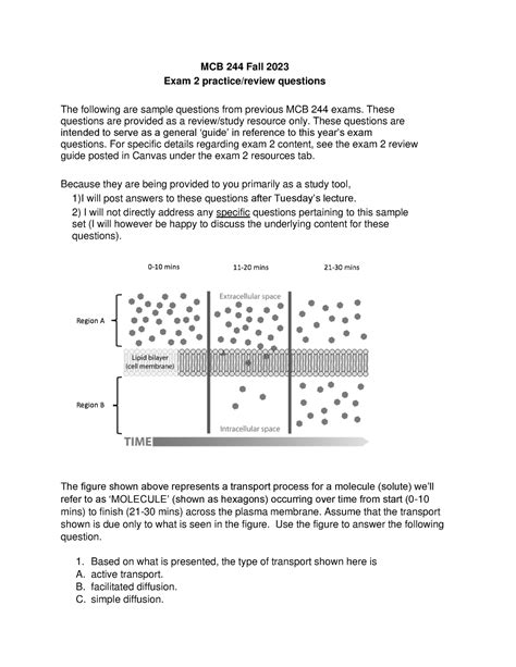 Exam Practice Questions FA With Answer Key MCB Fall Exam Practice Review