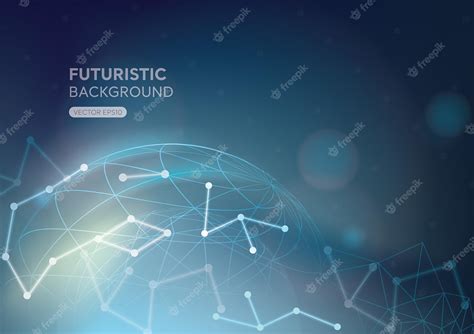 미래의 글로벌 디지털 통신 네트워크 및 기술 배경 프리미엄 벡터