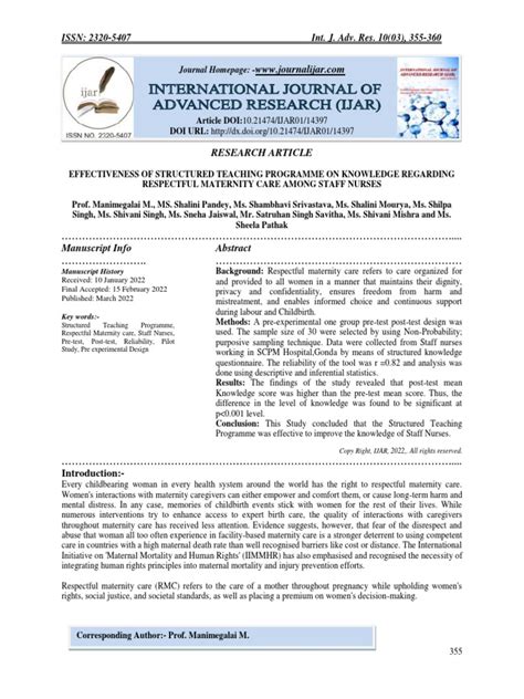 Effectiveness Of Structured Teaching Programme On Knowledge Regarding