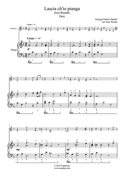 Rinaldo Lascia Chio Pianga Easy Level With Orchestra Händel