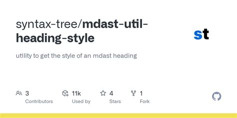 Github Syntax Treemdast Util Heading Style Utility To Get The Style Of An Mdast Heading