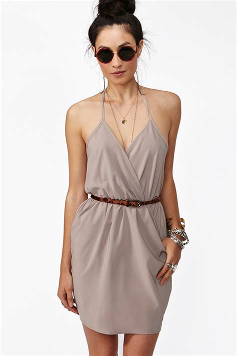Lyst Nasty Gal Tied Up Dress Taupe In Brown