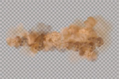 먼지 구름 또는 마른 모래 비행 연기 스모그 토양 및 모래 입자 프리미엄 벡터