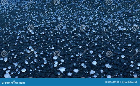 Hail Large Chunks Of Ice Lie On The Asphalt Top View Stock Image