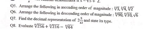 q5 arrange the following in ascending order of magnitude 33 34 52 q