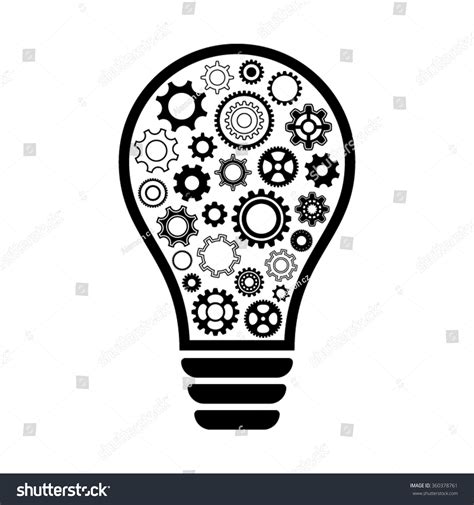 Vector Light Bulb Icon Gear Wheels Stock Vector Royalty Free