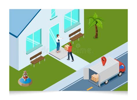 3D Isometric Logistics And Delivery Services Concept With People