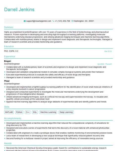 Scientistengineer Resume Template Resumegemini Online Resume Builder