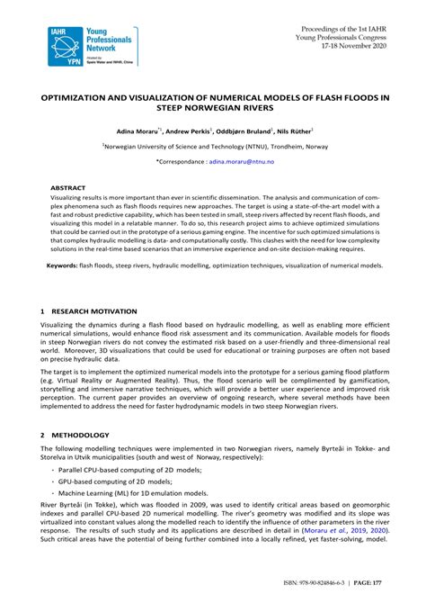 Pdf Optimization And Visualization Of Numerical Models Of Flash Floods In Steep Norwegian Rivers