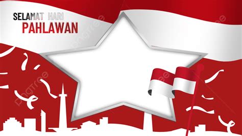 Indonesia Heroes Day Border Horizontal Map Pentagram Indonesia Hero