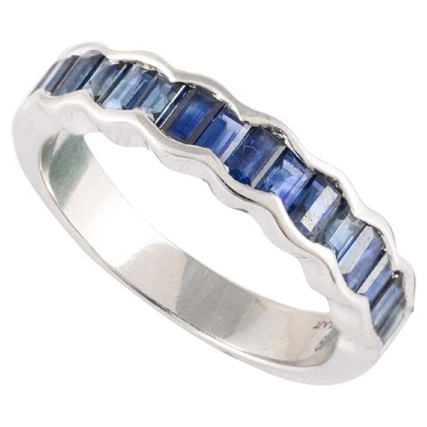 Customizable Minimalist Blue Sapphire Stackable Eternity Band Ring In