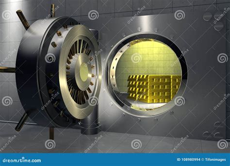 Bank Vault With Stack Of Gold Bars Stock Photo Image Of Generated