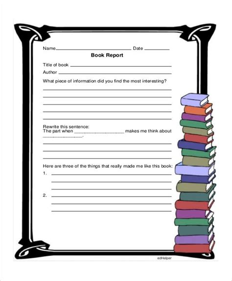 Free 10 Sample Book Report Formats In Pdf Ms Word Book Report