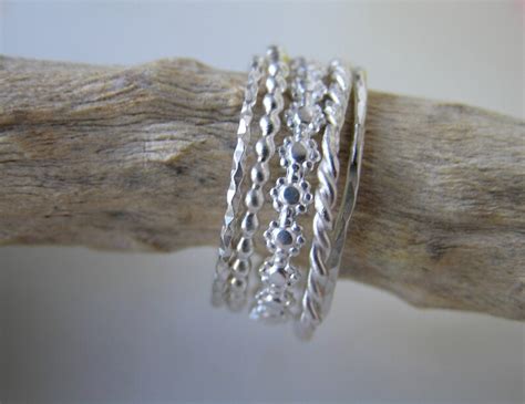 Stacking Rings Five Set Of 5 Sterling Silver Stacking Rings Etsy