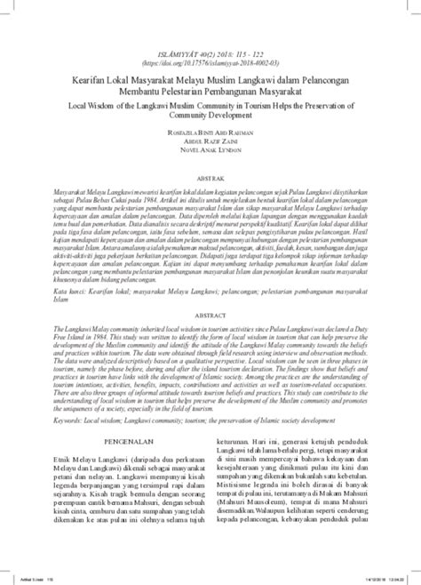 Pdf Kearifan Lokal Masyarakat Melayu Dalam